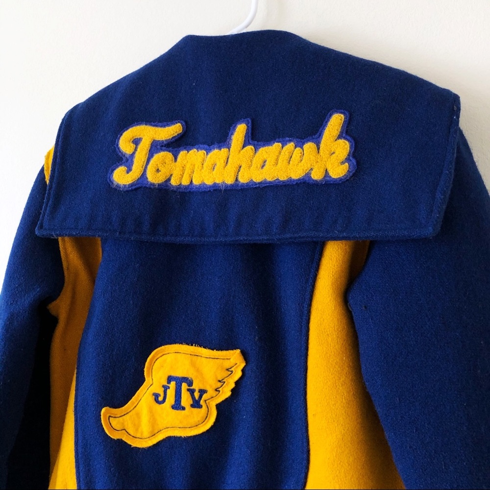 Vintage Tomahawk Blue & Yellow Wool Varsity Jacket - Gem